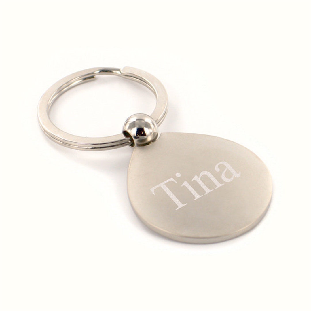 Personalized Matte Silver Tear Drop Key Chain Engraved Gift Groomsmen ...