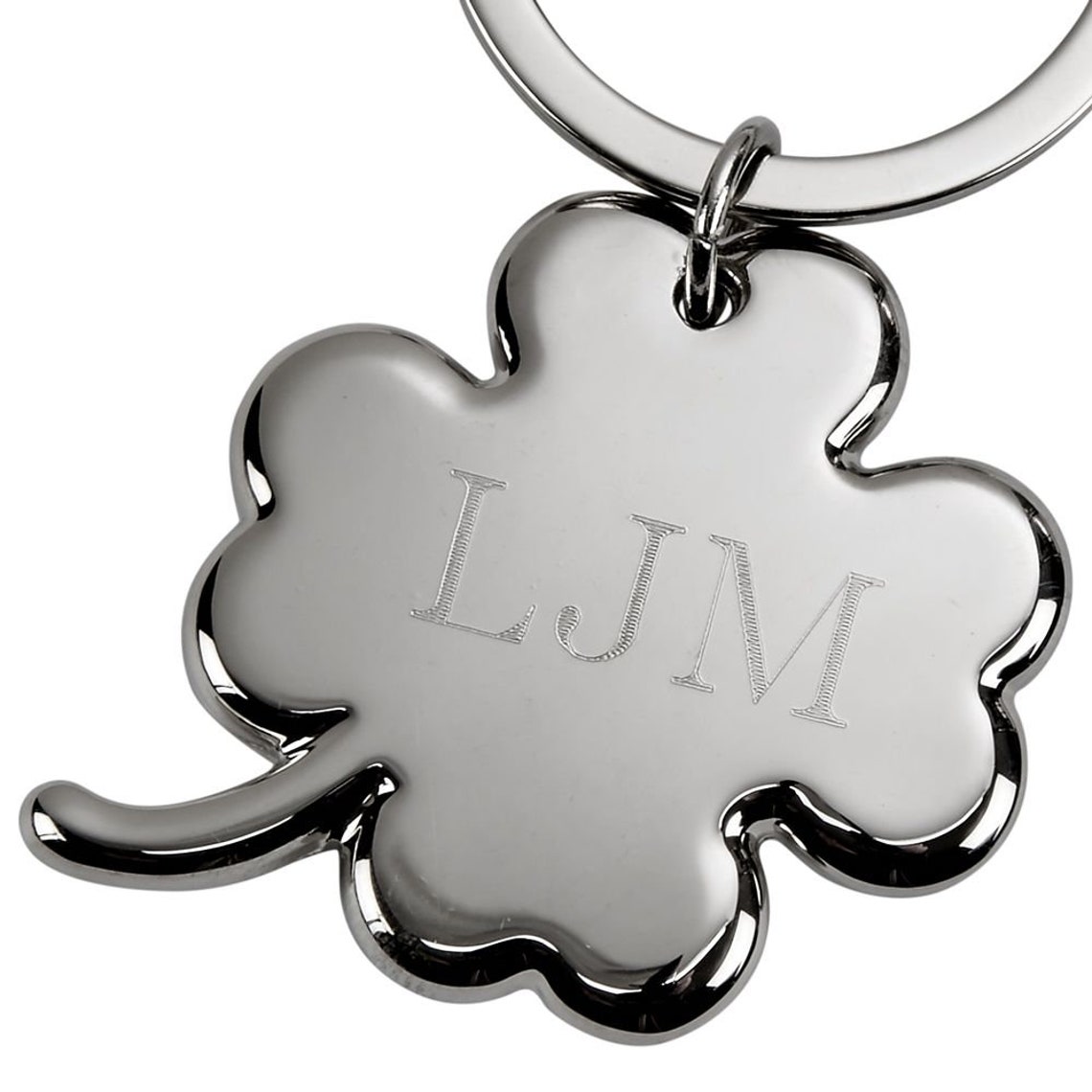 Personalized Silver Four Leaf Clover Key Chain Engraved Gift - Etsy