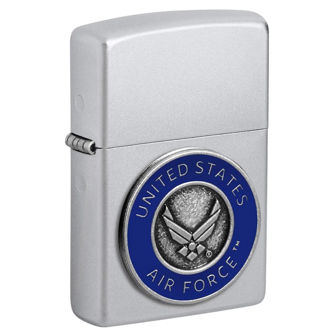 Personalized US Air Force Emblem Zippo Lighter Satin Chrome Classic ...