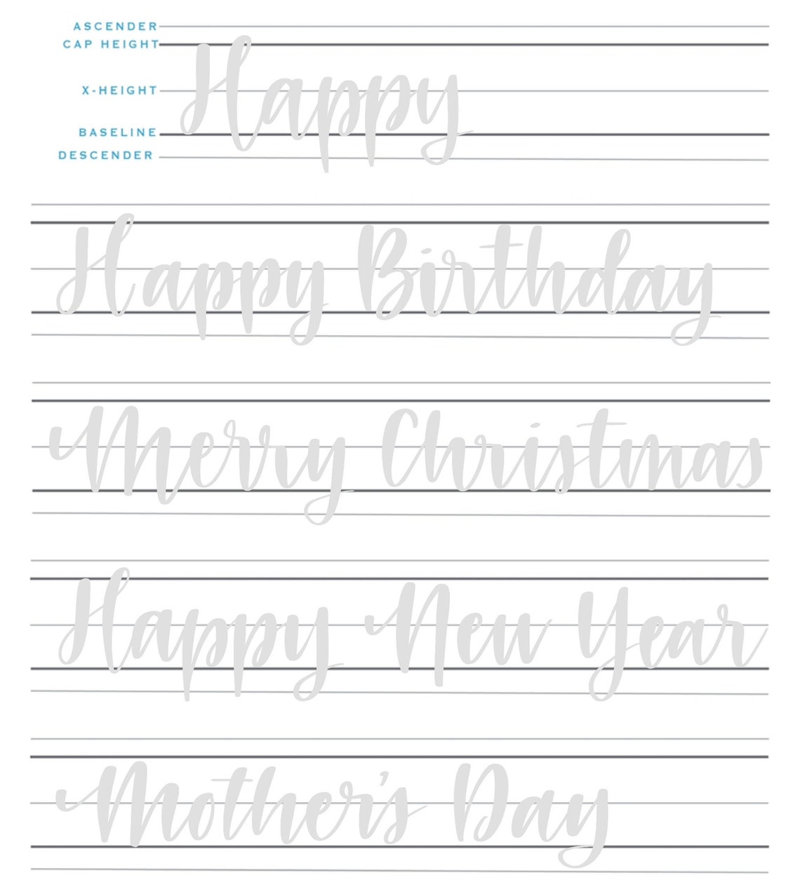 Hand Lettering and Modern Calligraphy Script Worksheets for Beginners ...