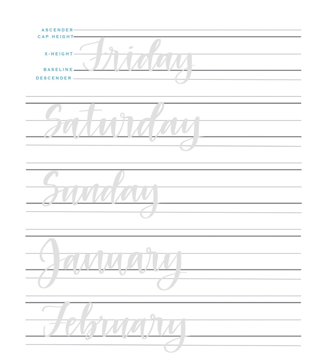 Hand Lettering and Modern Calligraphy Script Worksheets for Beginners ...