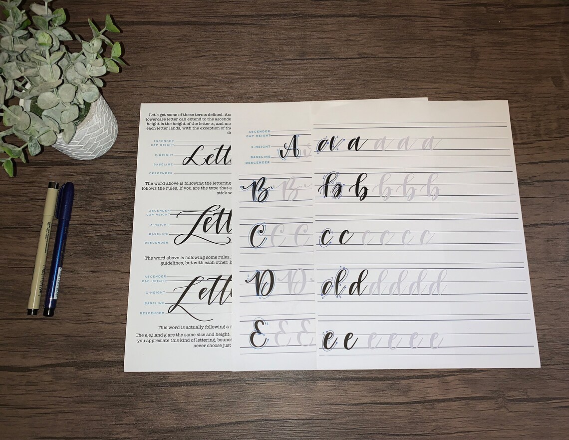 Hand Lettering and Modern Calligraphy Script Worksheets for Beginners ...