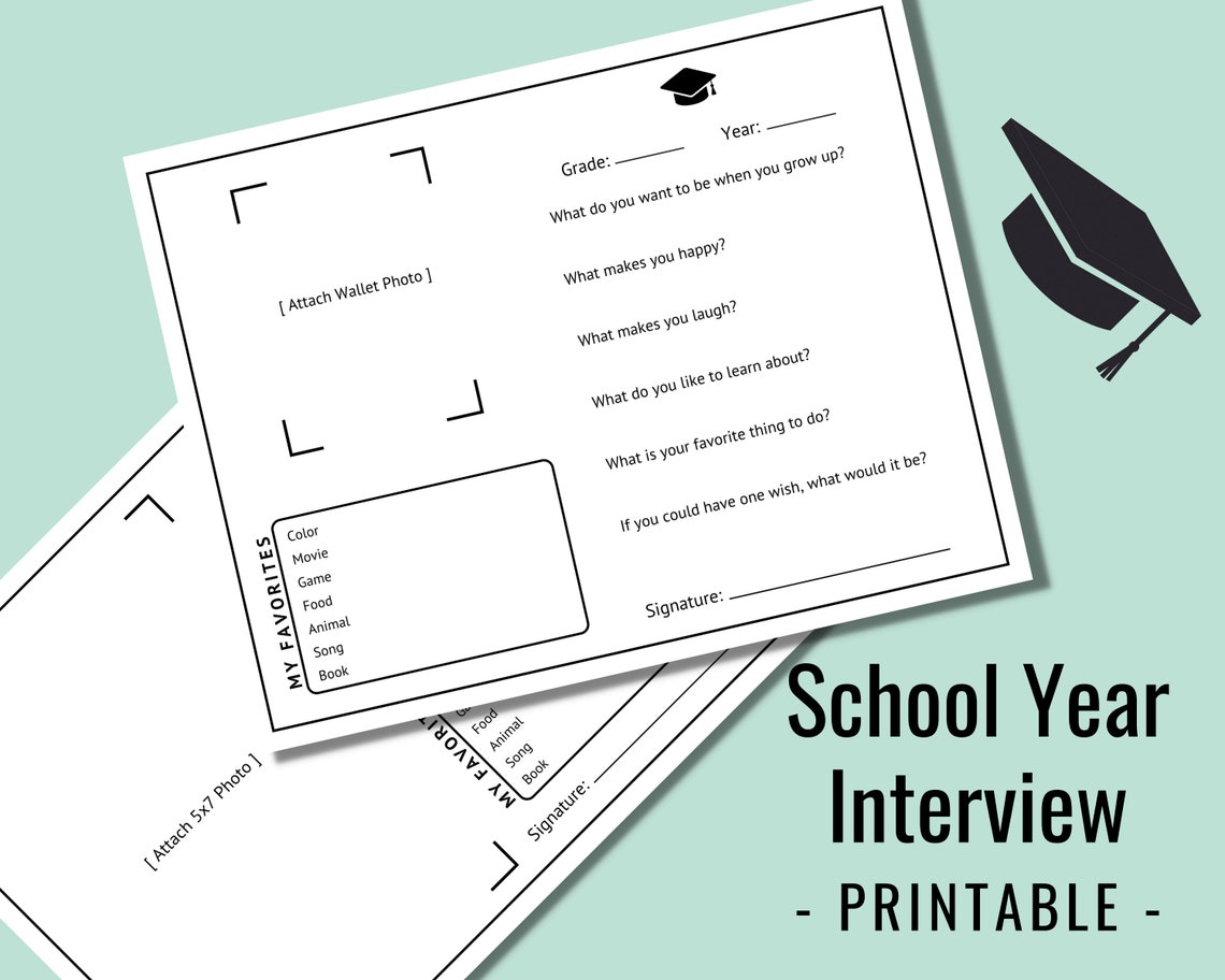 School Year Interview Printable - Etsy