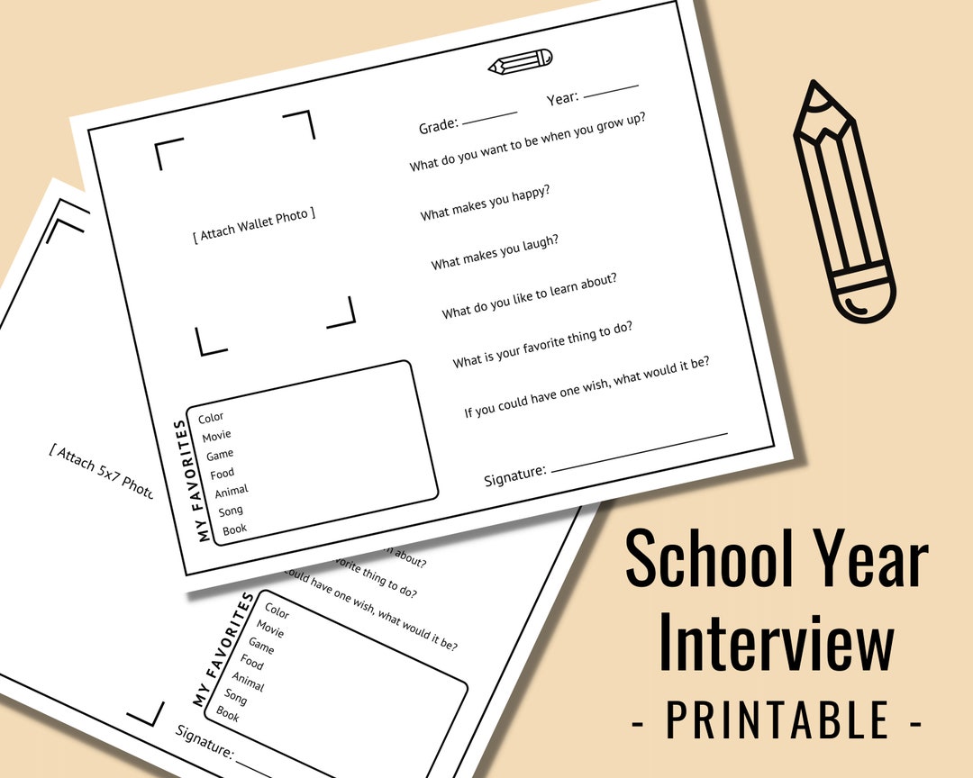 School Year Interview Printable - Etsy