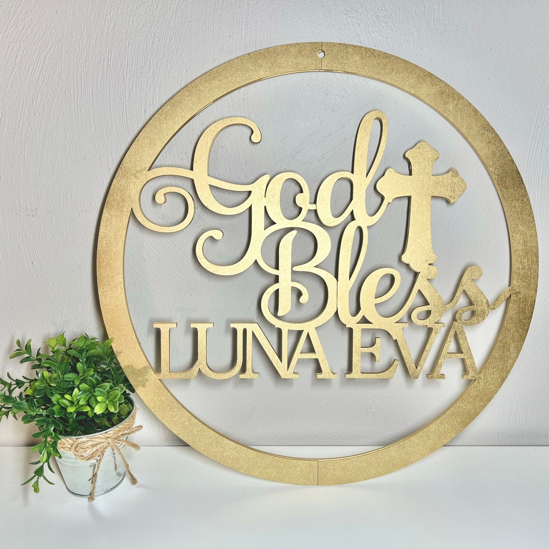 Laser Cut God Bless Backdrop Baby Shower Cake Photobooth Sign Newborn ...