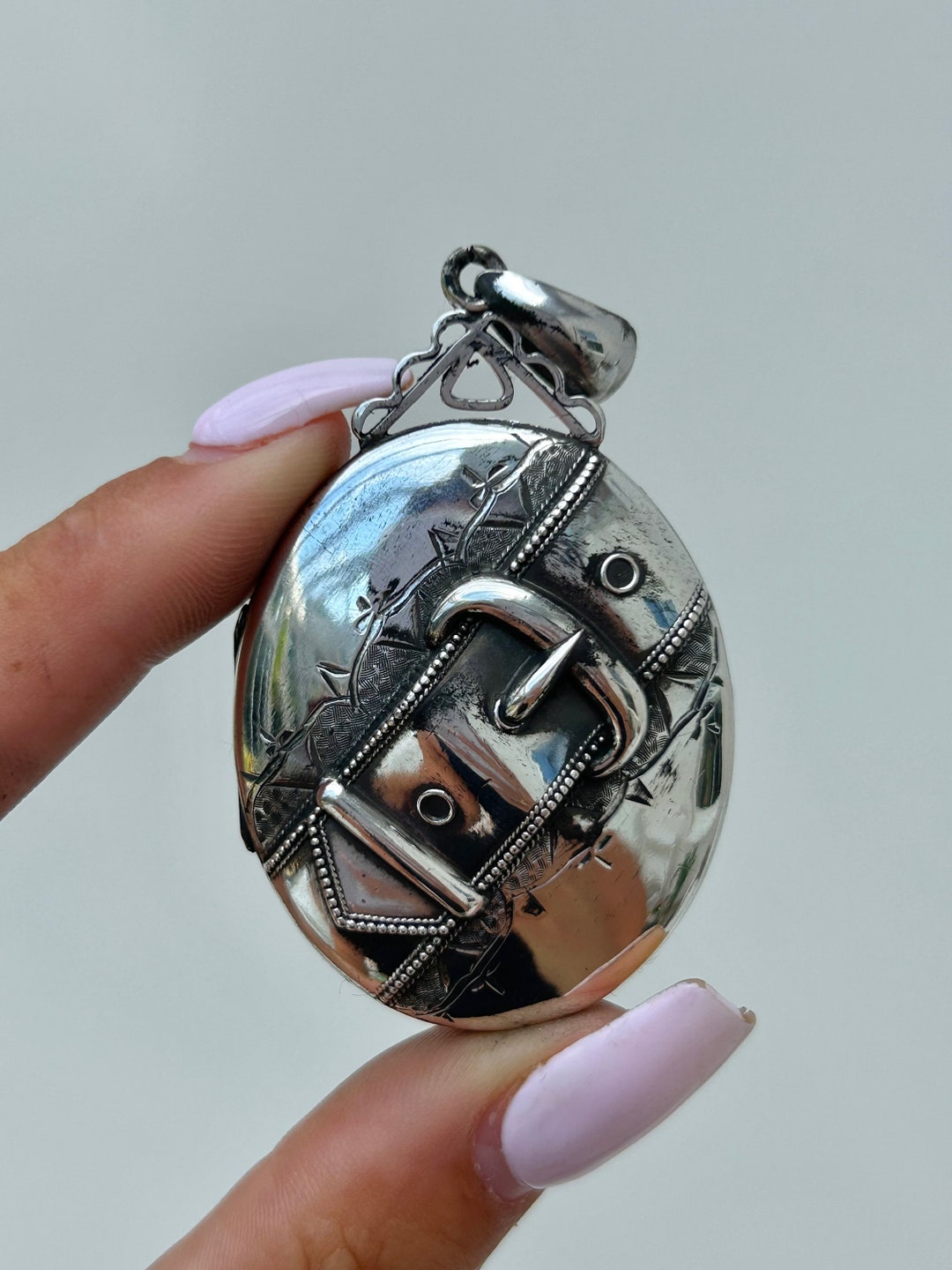 Wonderful Victorian Silver Large Buckle Design Locket Pendant - Etsy