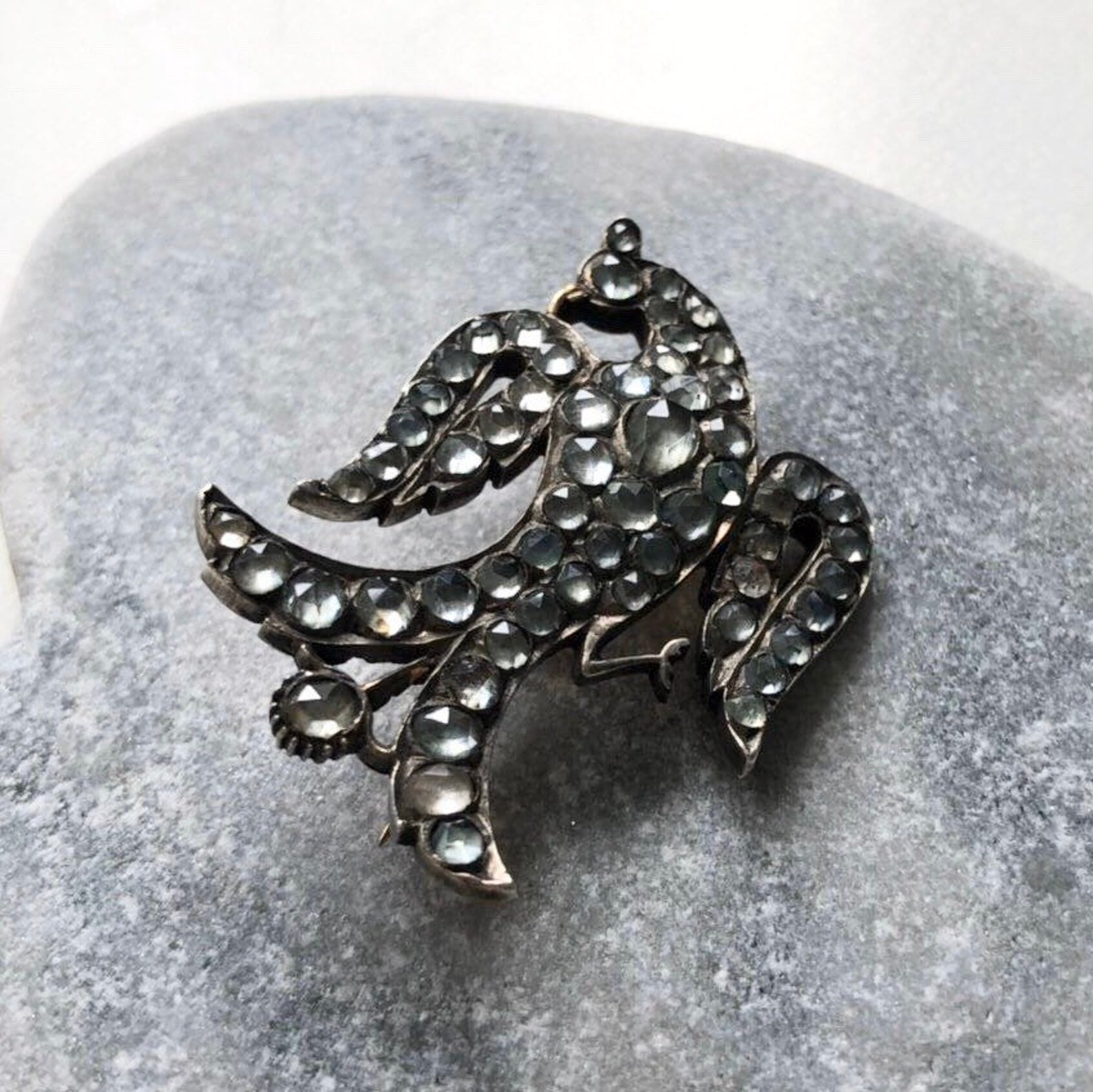 Antique Paste Silver Set on Gold Peace Dove Brooch | Etsy