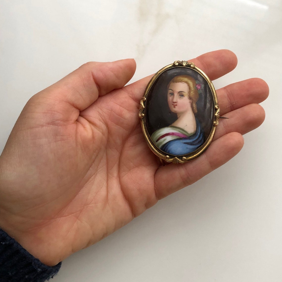 Victorian Pinchbeck Hand Painted Lady on Porcelain Brooch. - Etsy