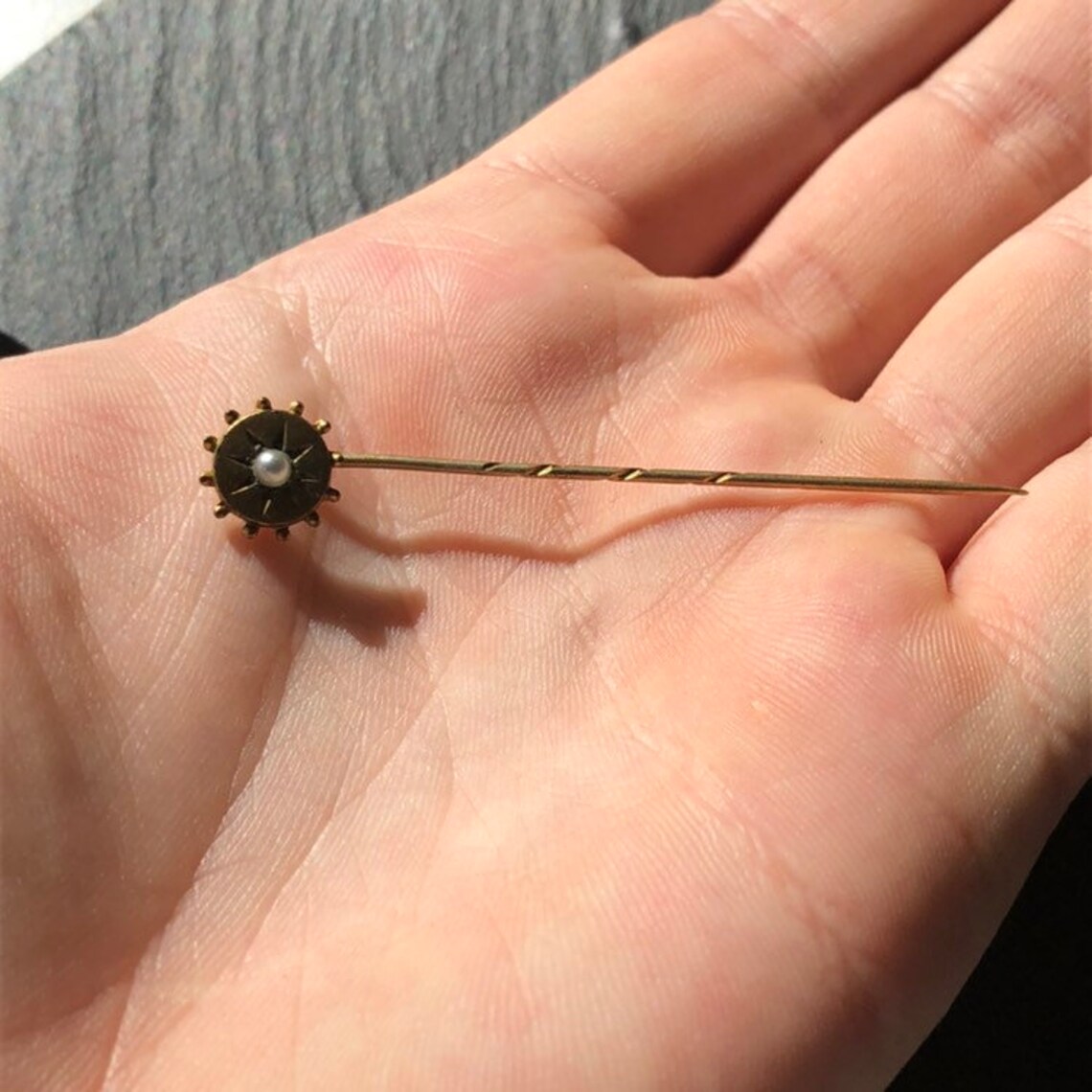 Vintage Gold and Pearl Stick Pin Brooch | Etsy