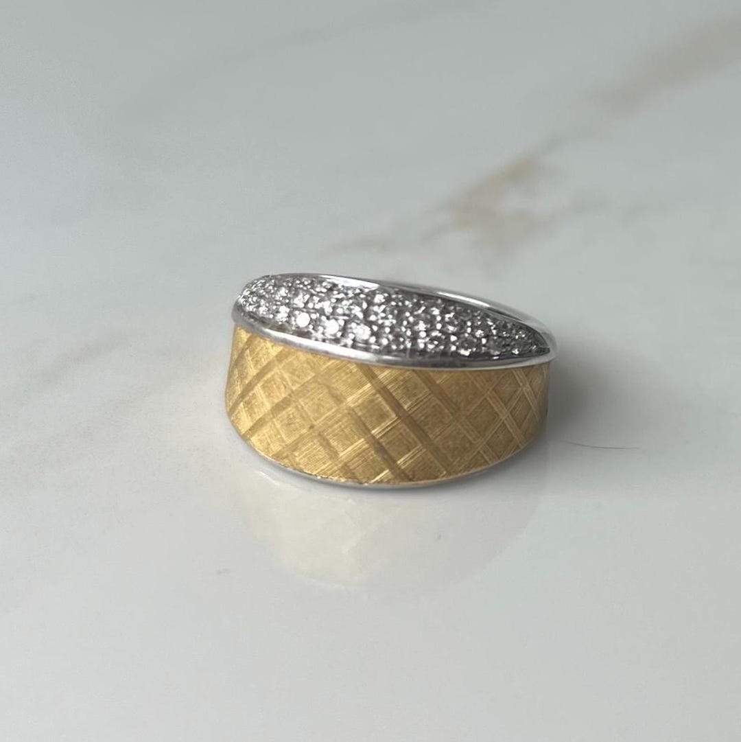 Italian Modern Style 18 Carat Gold Diamond Ring - Etsy