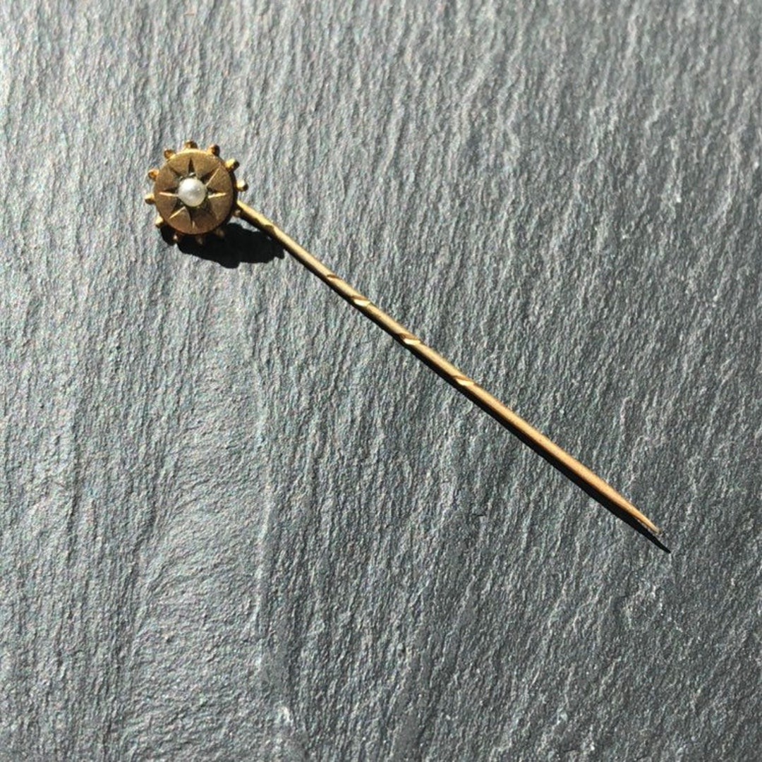 Vintage Gold and Pearl Stick Pin Brooch - Etsy