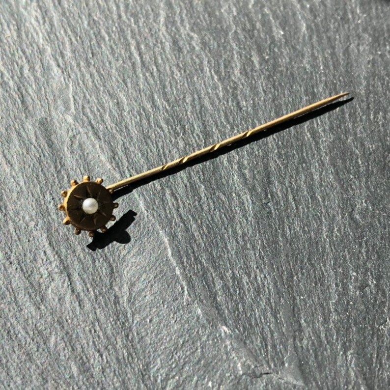 Vintage Gold and Pearl Stick Pin Brooch | Etsy