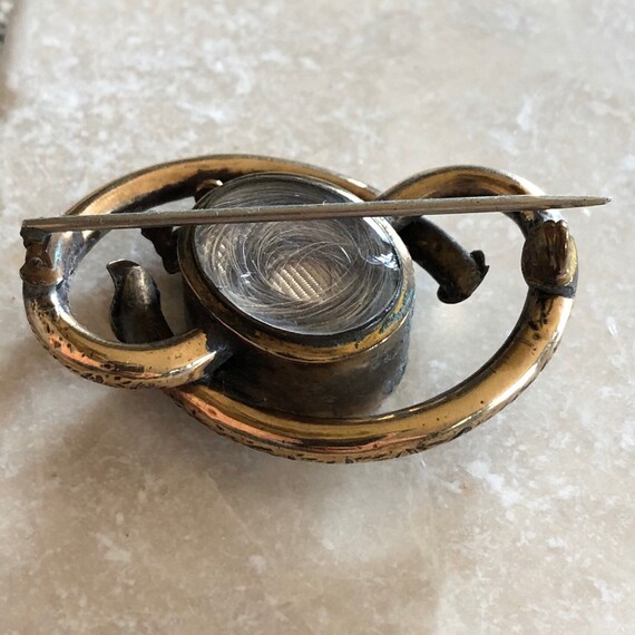 Vintage Pinchbeck Brooch with Portrait and Hairwork - Gem