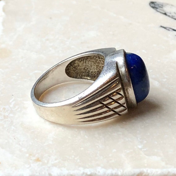 Antique Large Silver Gents Signet Ring with Set Caboc… - Gem