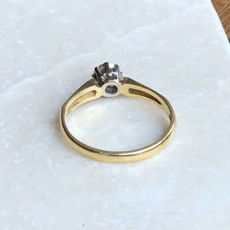 Vintage 18 Carat Gold Illusion Set Diamond Solitaire | Etsy