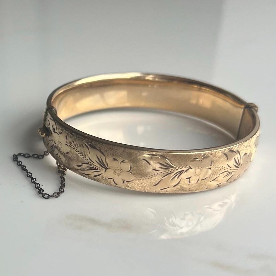 Vintage 9 Carat Yellow Gold Metal Core Bangle Bracelet - Etsy