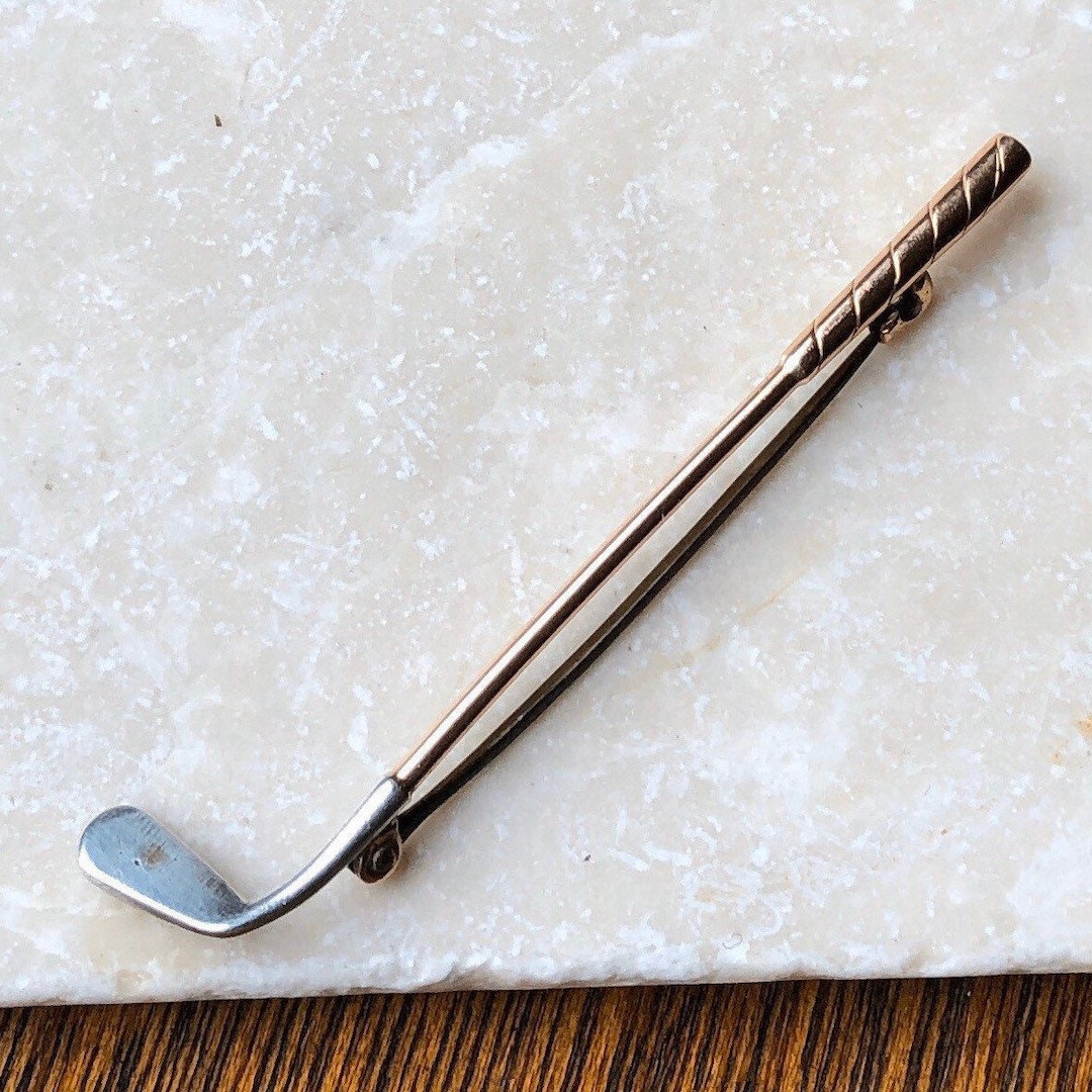 Vintage 9 Carat Gold and Silver Golf Club Brooch - Etsy UK