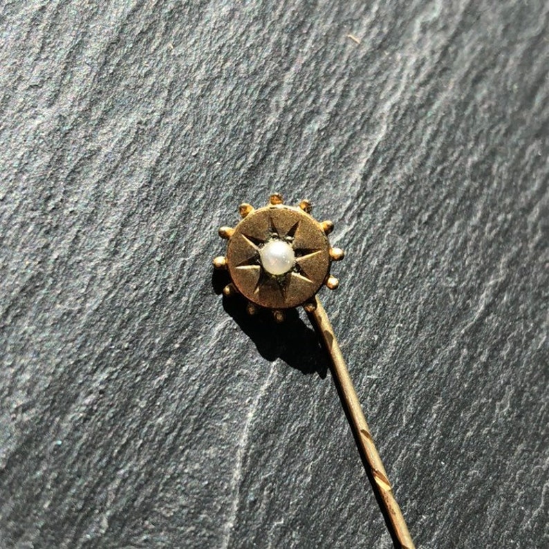 Vintage Gold and Pearl Stick Pin Brooch | Etsy