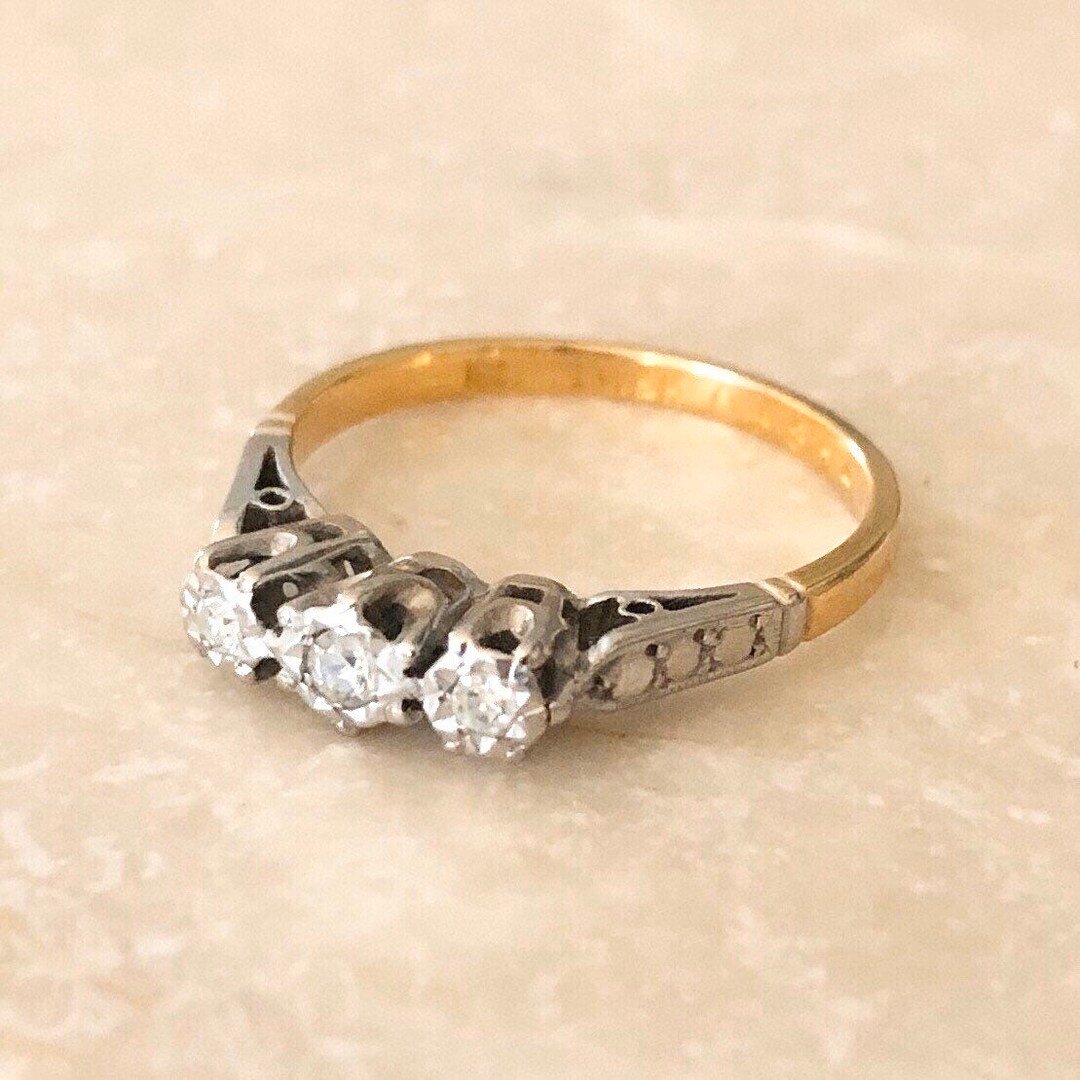Vintage 18 Carat Gold and Platinum Diamond Ring Circa.1900 - Etsy