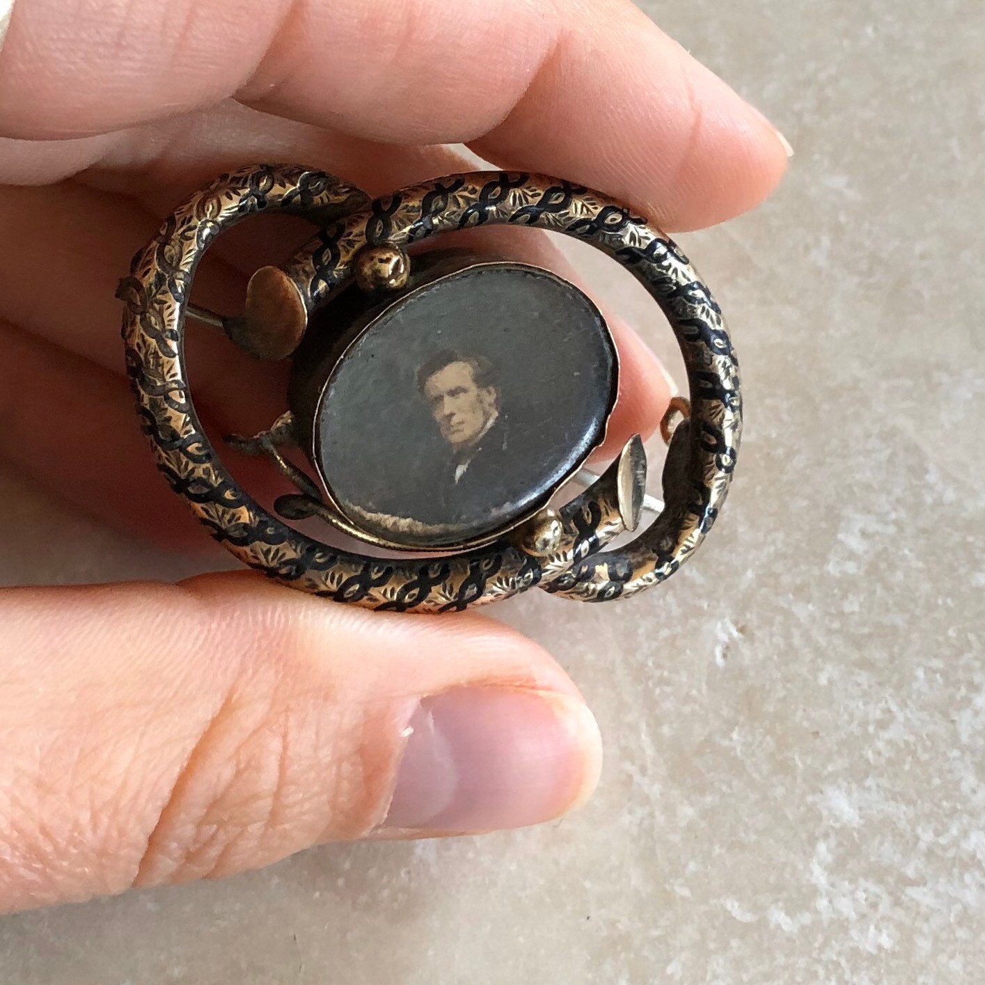 Vintage Pinchbeck Brooch With Portrait and Hairwork - Etsy