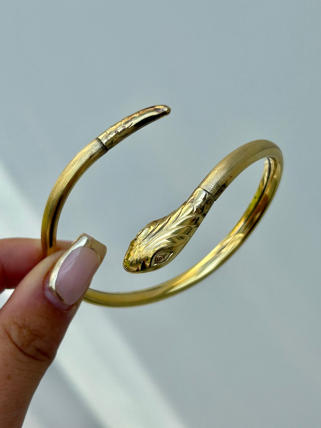 Vintage Rolled Gold Snake Bangle Bracelet - Etsy