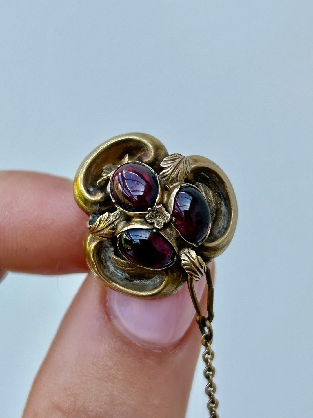 Antique Cabochon Garnet Locket Back Gold Brooch - Etsy