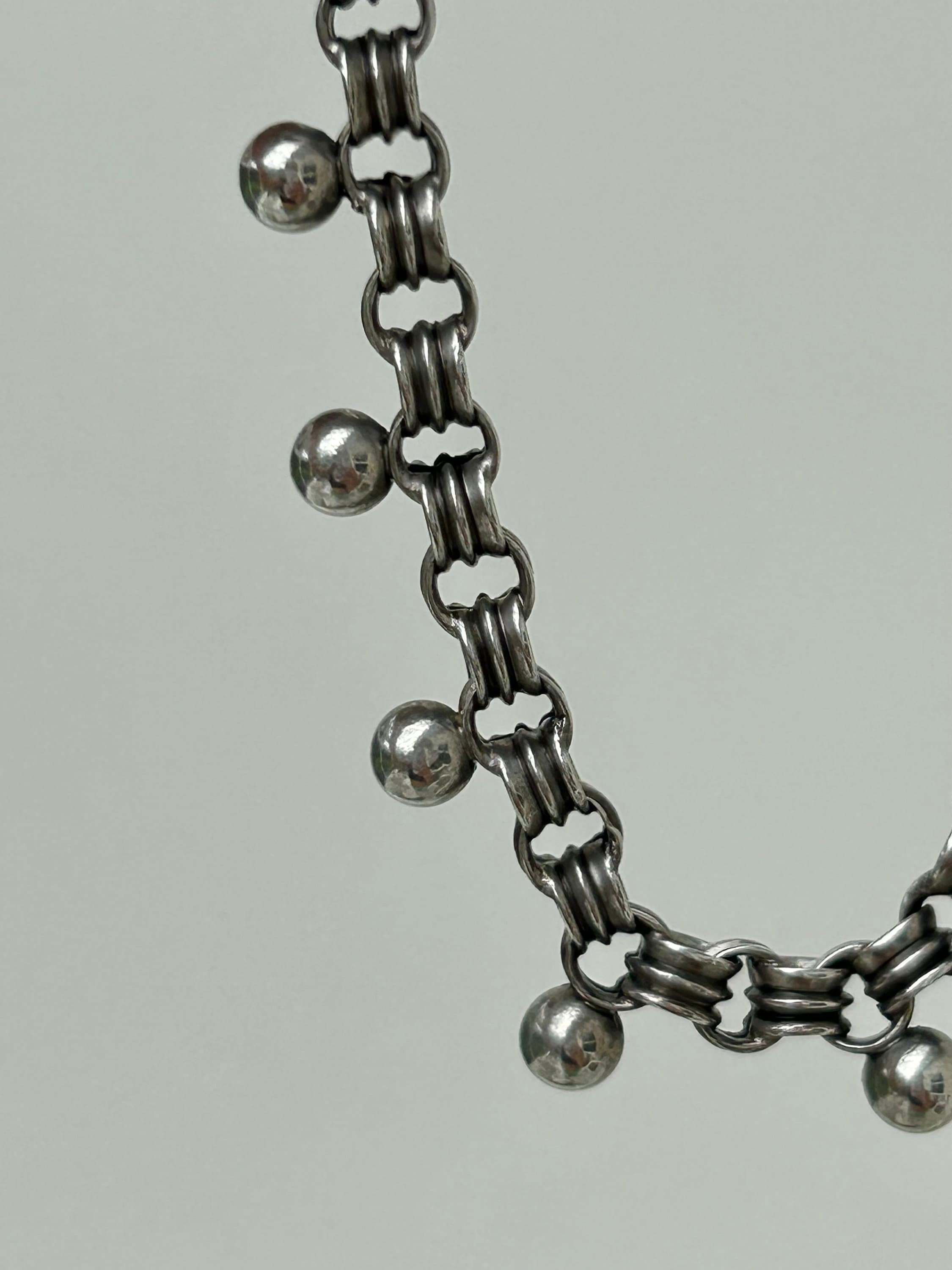 Antique Chunky Silver Ball Link Chain Necklace - Etsy
