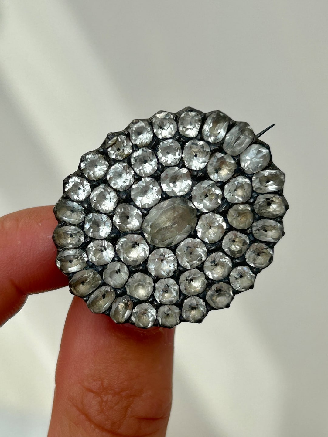 Georgian Era Black Dot Paste Rare Large Brooch in Silver - Etsy
