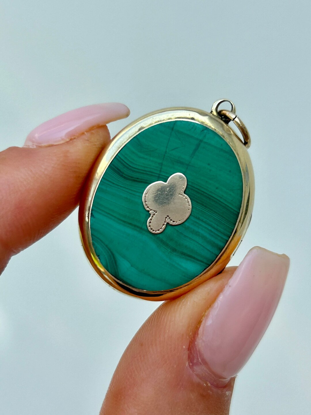 Antique Malacite and 9 Carat Gold Locket Pendant - Etsy