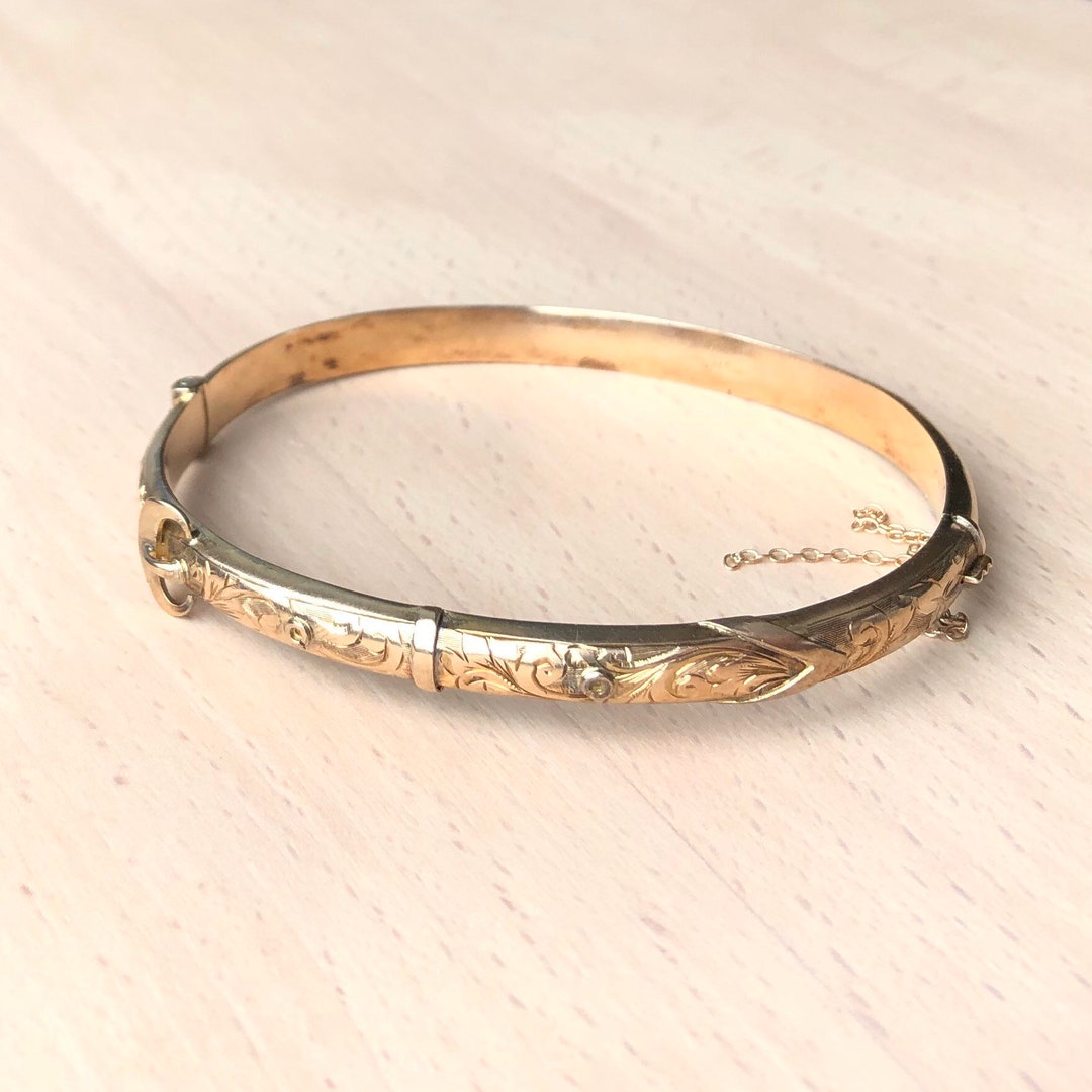 Antique 9 Carat Gold Bangle - Etsy