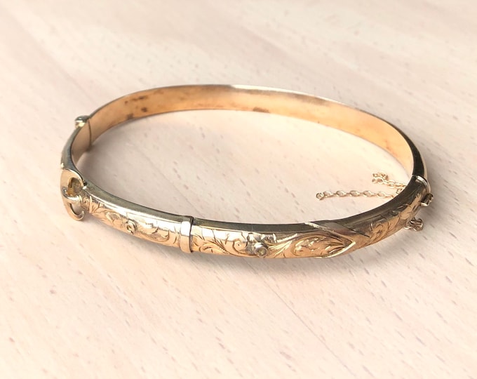 Antique 9 Carat Gold Bangle - Etsy