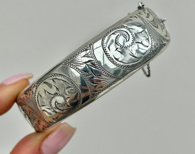 Antique Silver Bangle Bracelet - Etsy