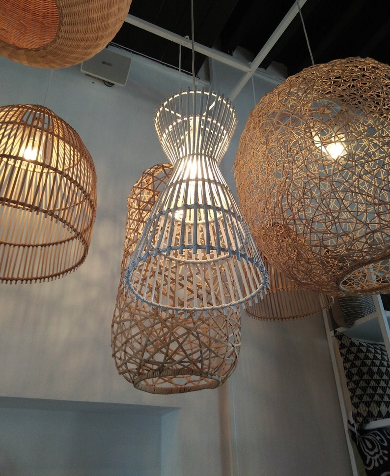 Bamboo Hanging Lamp Woven pendant light Bamboo pendant | Etsy