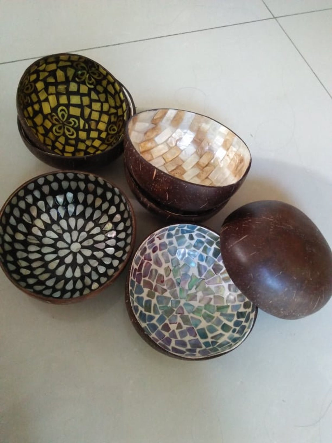 Blue Coconut Shell Bowl / Coconut Shell Bowl / Coconut Shell - Etsy