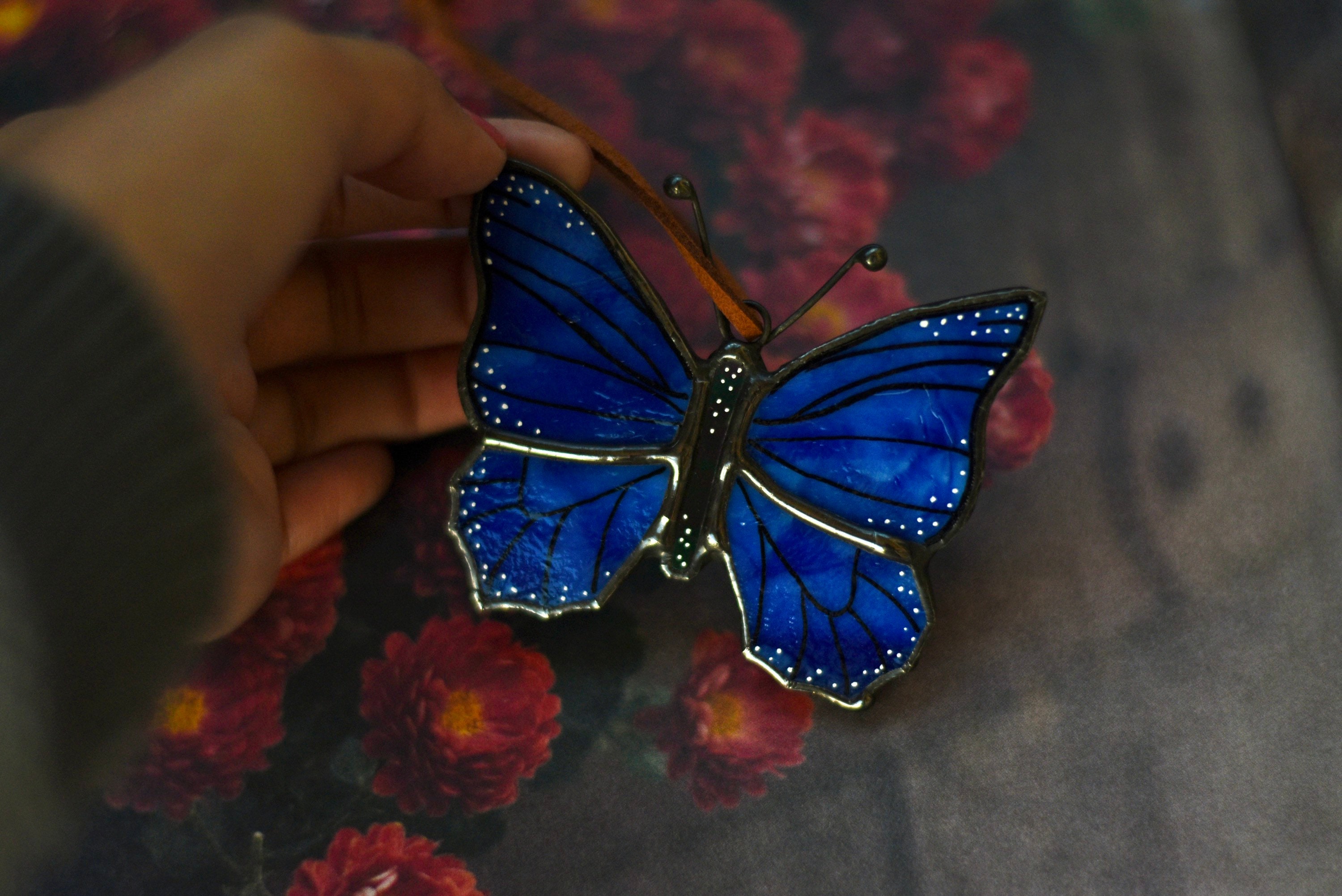 Blue Butterfly Stained Glass Butterfly Glass Wings - Etsy