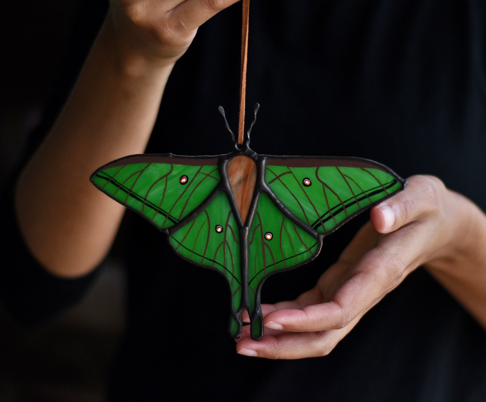 Spanish Luna Moth Stained Glass Suncatcher Green Luna Moth Graellsia ...