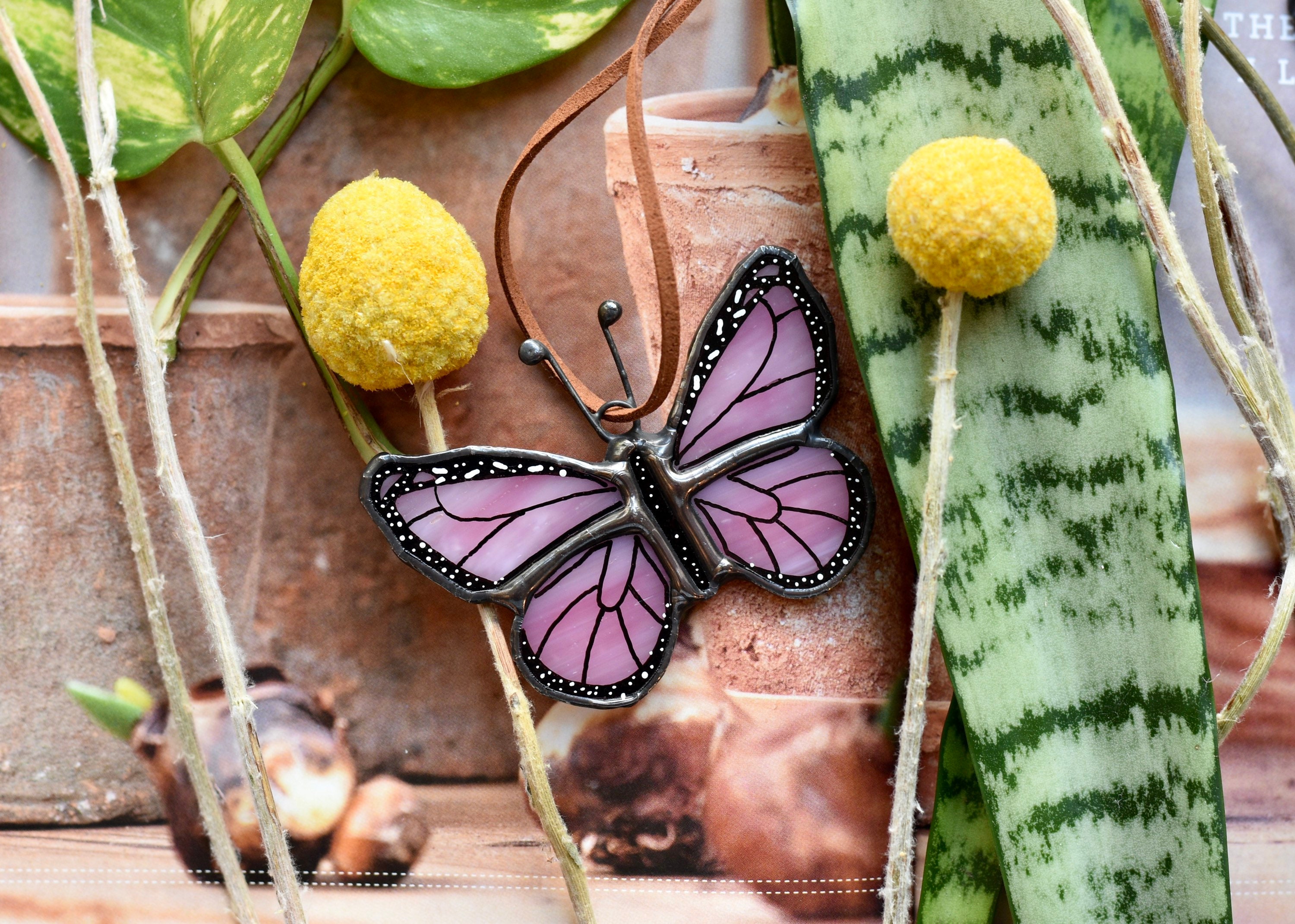 Pink Monarch Stained Glass Butterfly Christmas Ornament - Etsy