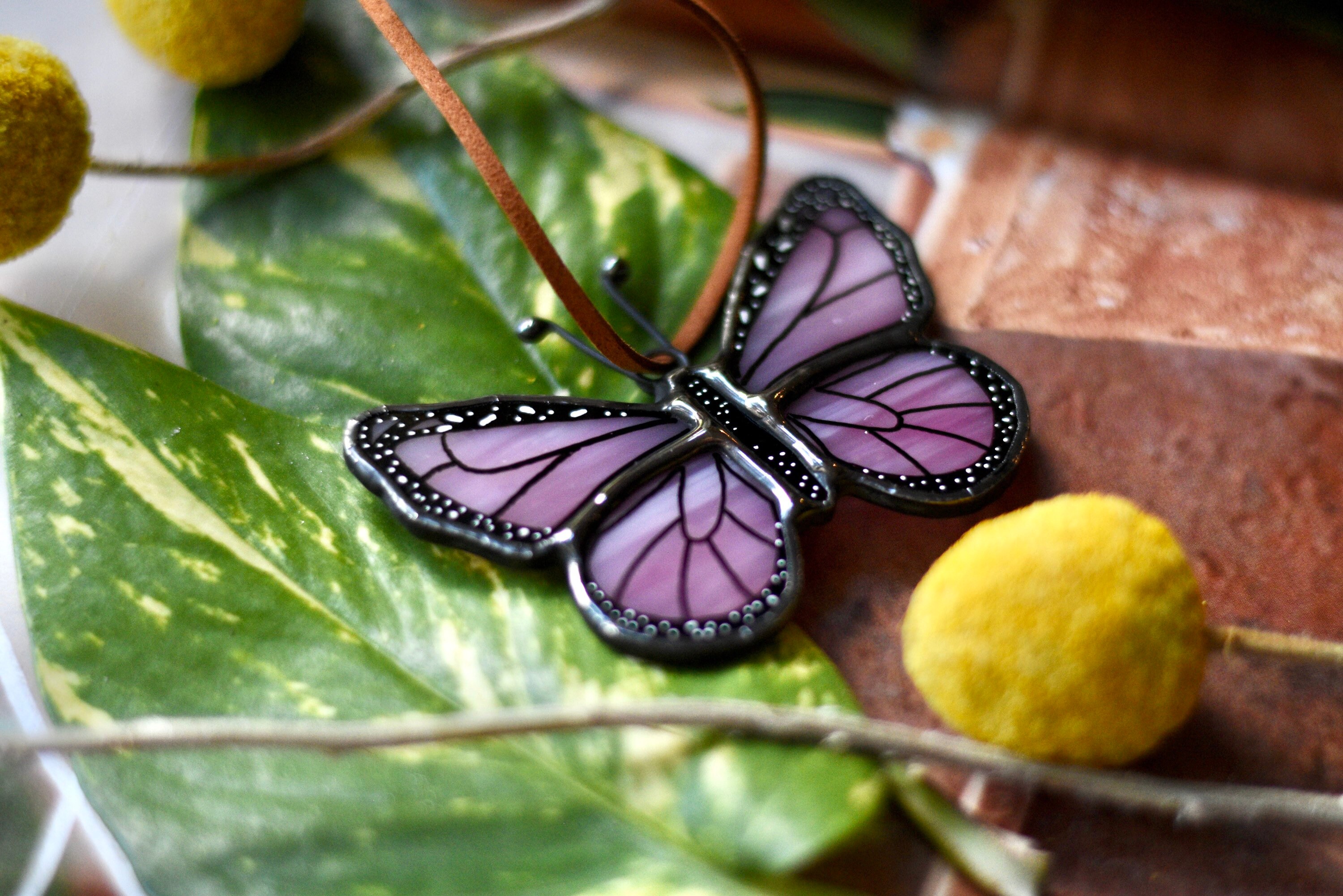 Pink Monarch Stained Glass Butterfly Christmas Ornament - Etsy