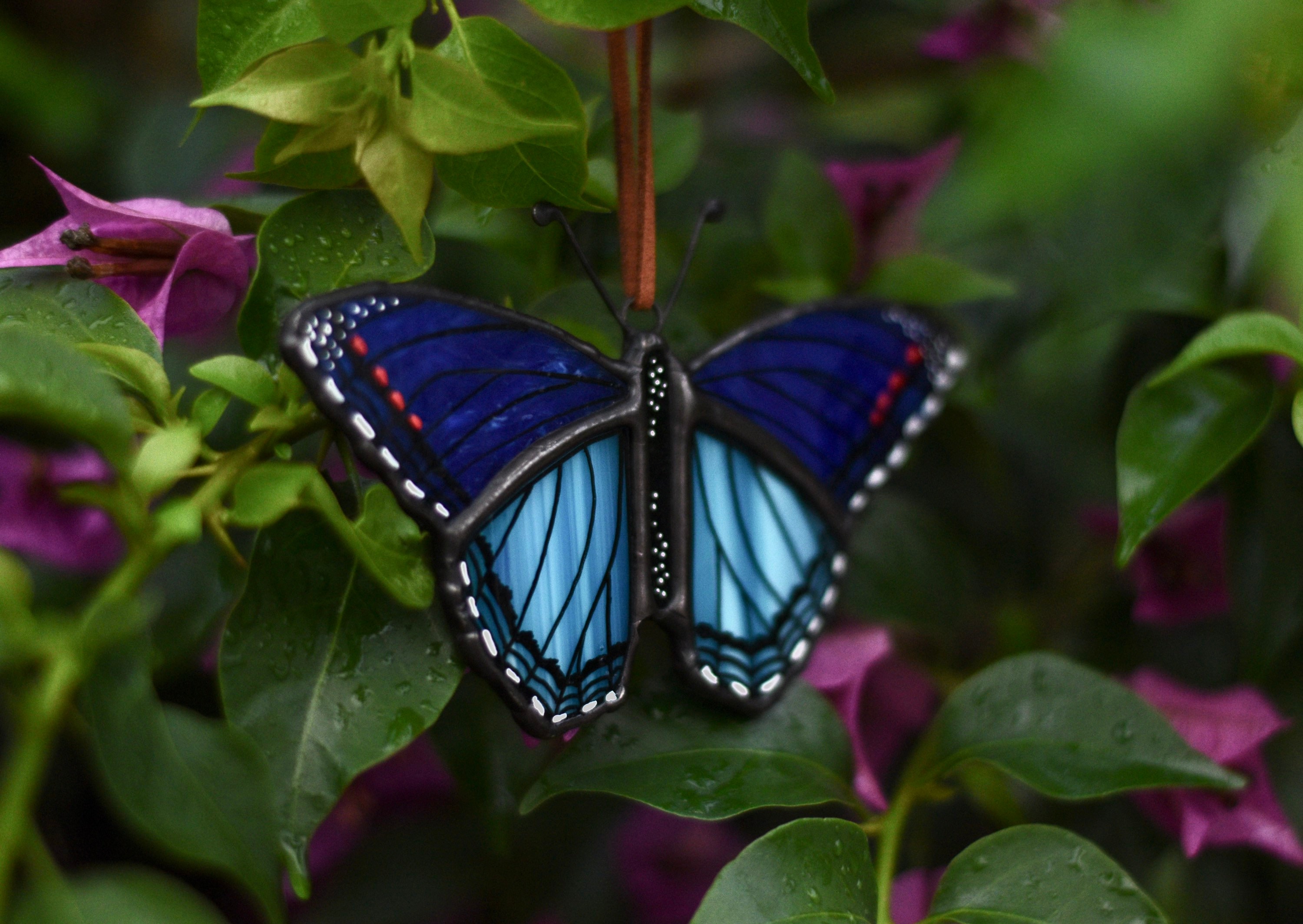Blue Stained Glass Butterfly Suncatcher Butterfly Art - Etsy