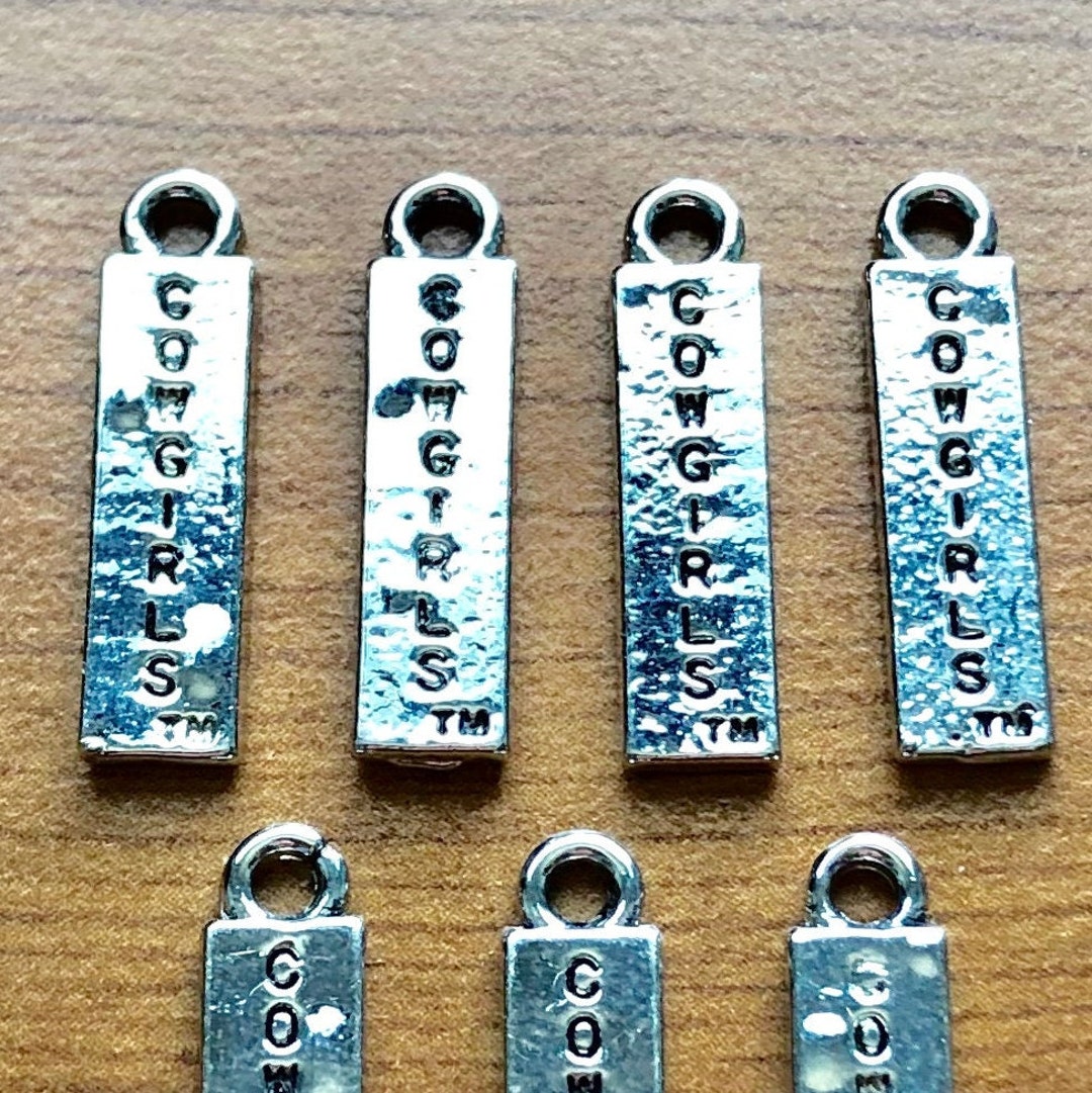 Wholesale Lot Set of 6 Mini COWGIRLS Silver Tone Plated Bar Charms ...