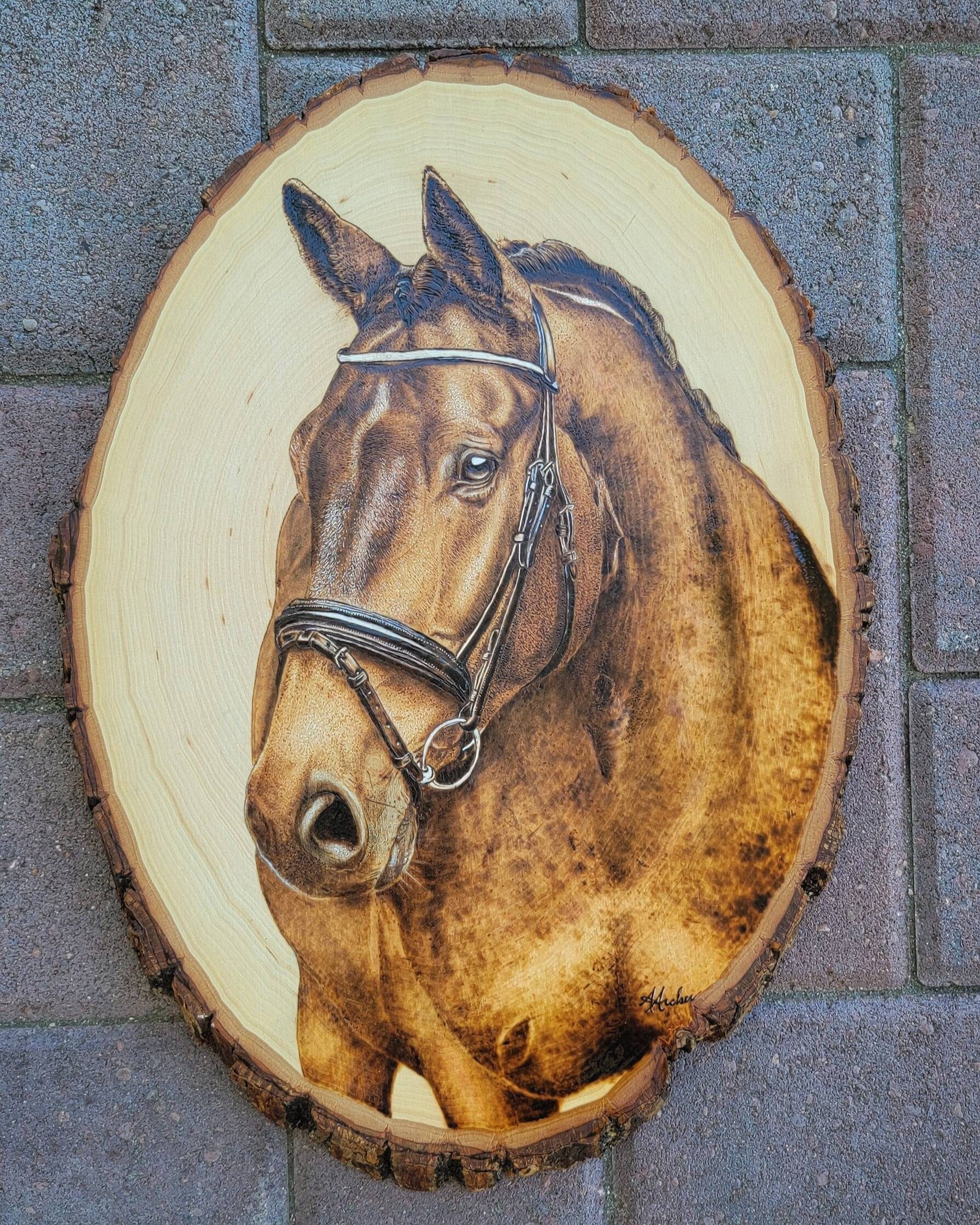 One of a Kind Horse Art, Equine Pyrography, Equestrian Decor "regal ...