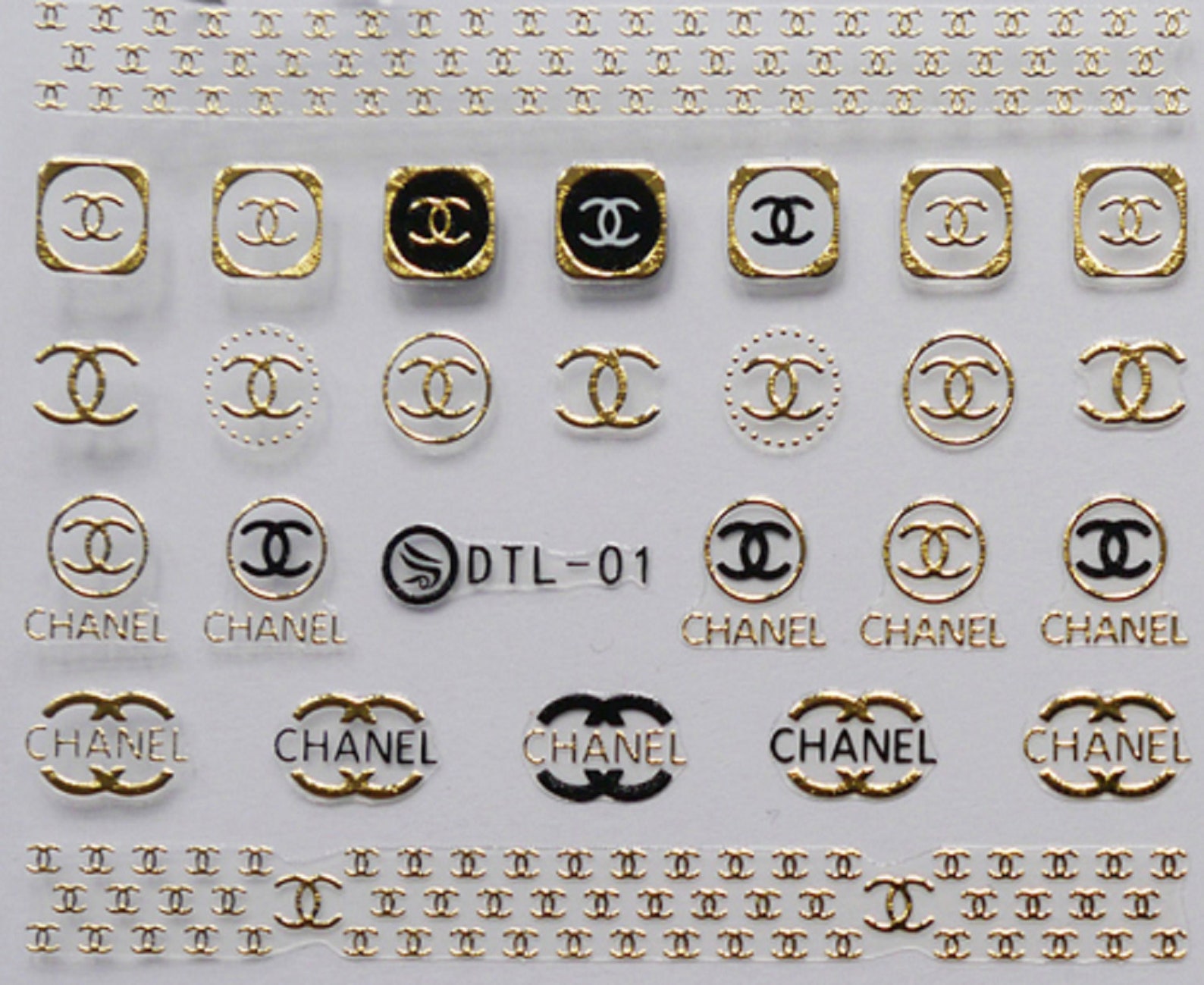 Gold Nail Stickers brand logo 3D Nail Art Stickers Decals | Etsy