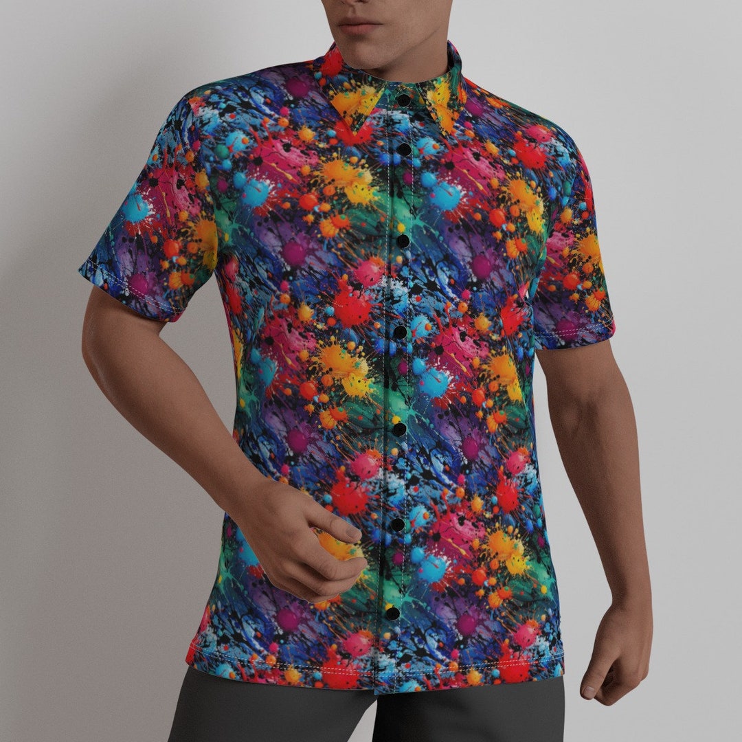 Paintball Party All-over Print Men's Shirt Button Down Four-way Stretch ...