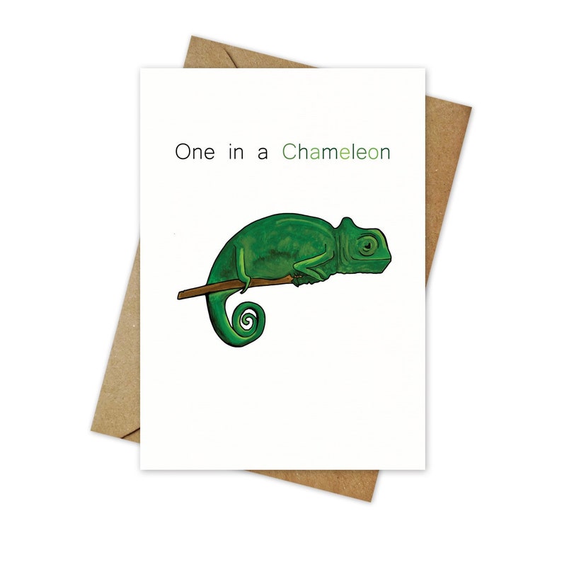 Chameleon Greetings Card A6 Handmade Watercolour - Etsy