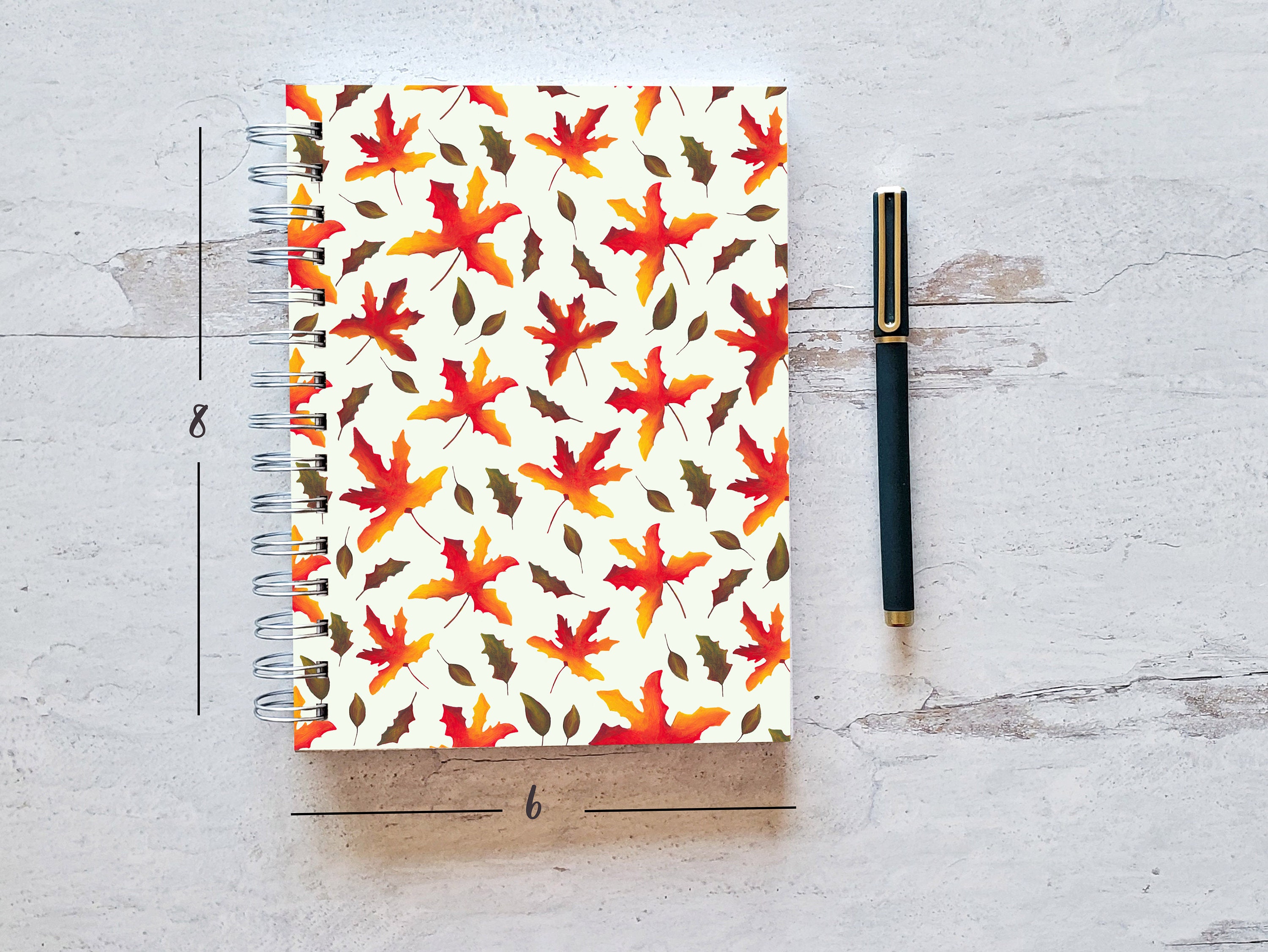 Fall Leaves Pattern Journal Autumn Notebook Fall Journal | Etsy