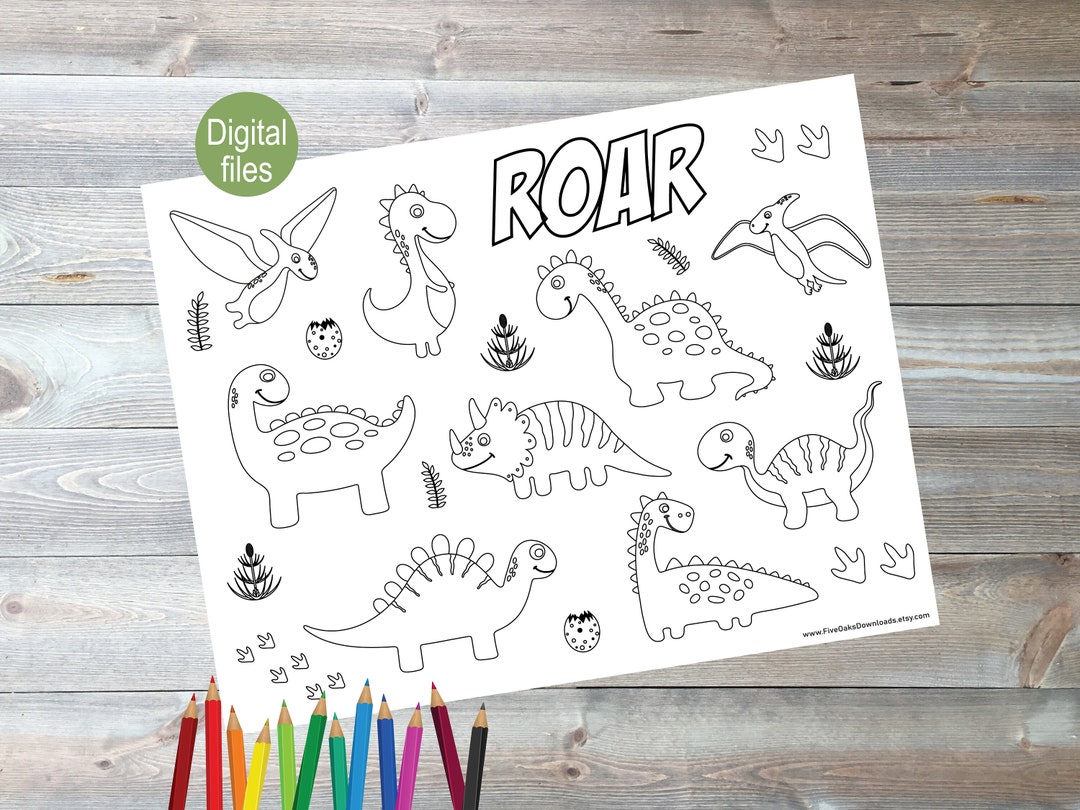Dinosaur Party Coloring Sheet Birthday Party Coloring Sheet Activity ...