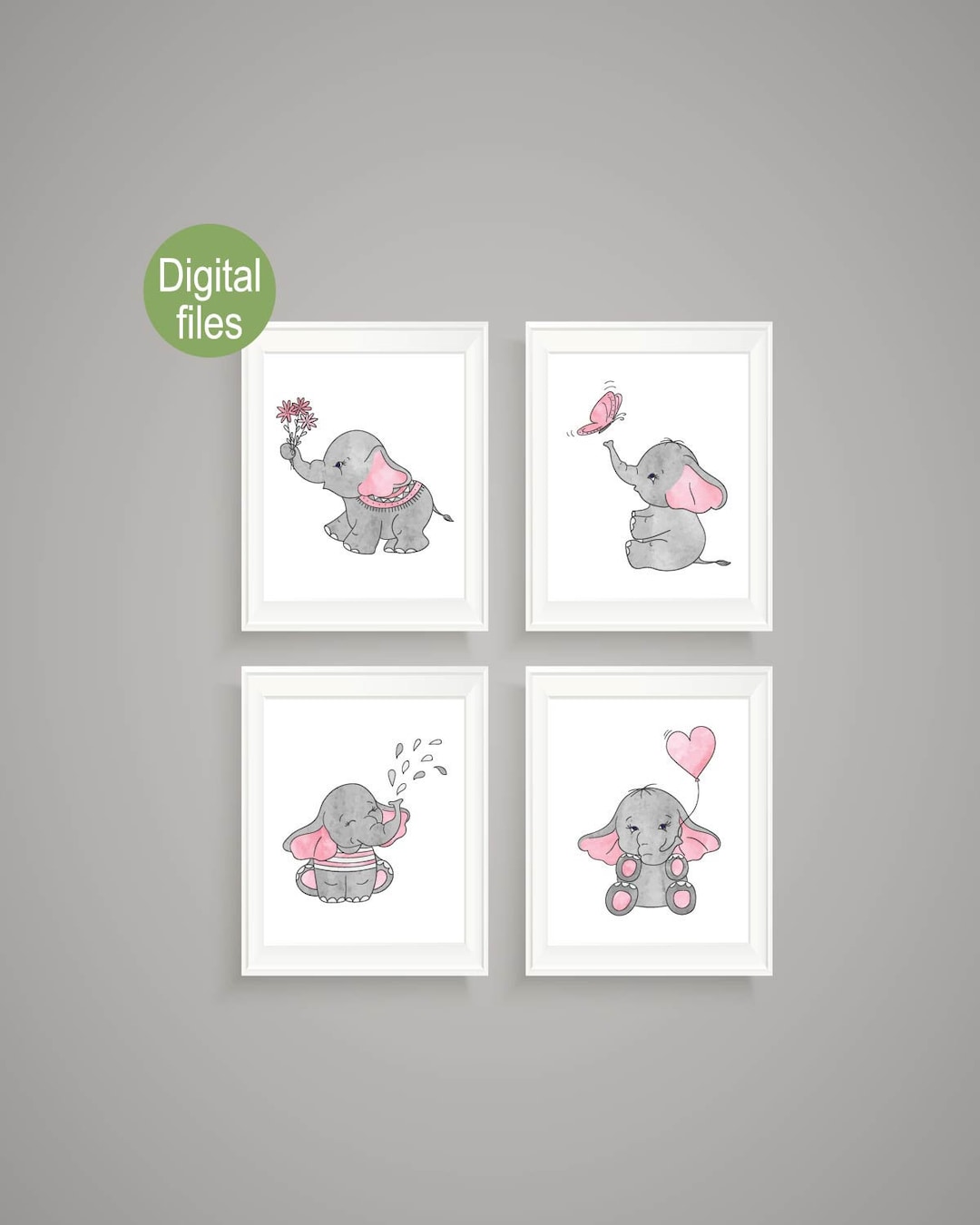 Baby Girl Elephant Nursery Wall Decor Prints Posters Elephant Nursery ...