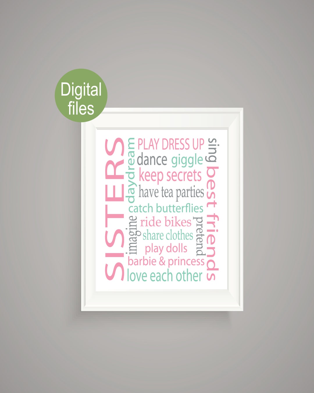 Sisters Wall Decor Wall Art Sisters Subway Art Playroom Wall Decor ...