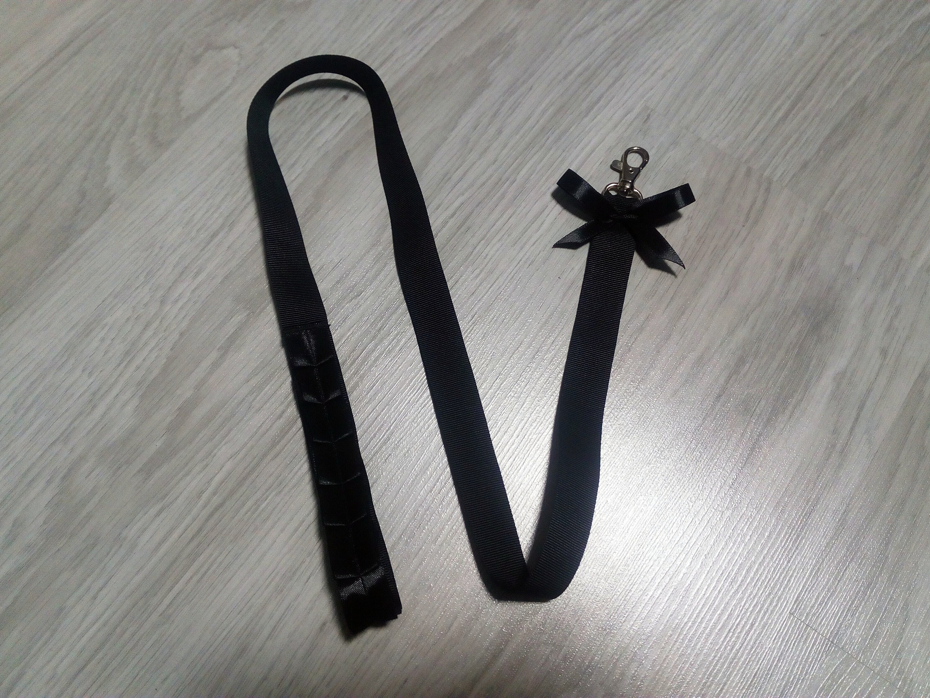 Black gothic leash for choker collar with satin bow ddlg pet | Etsy