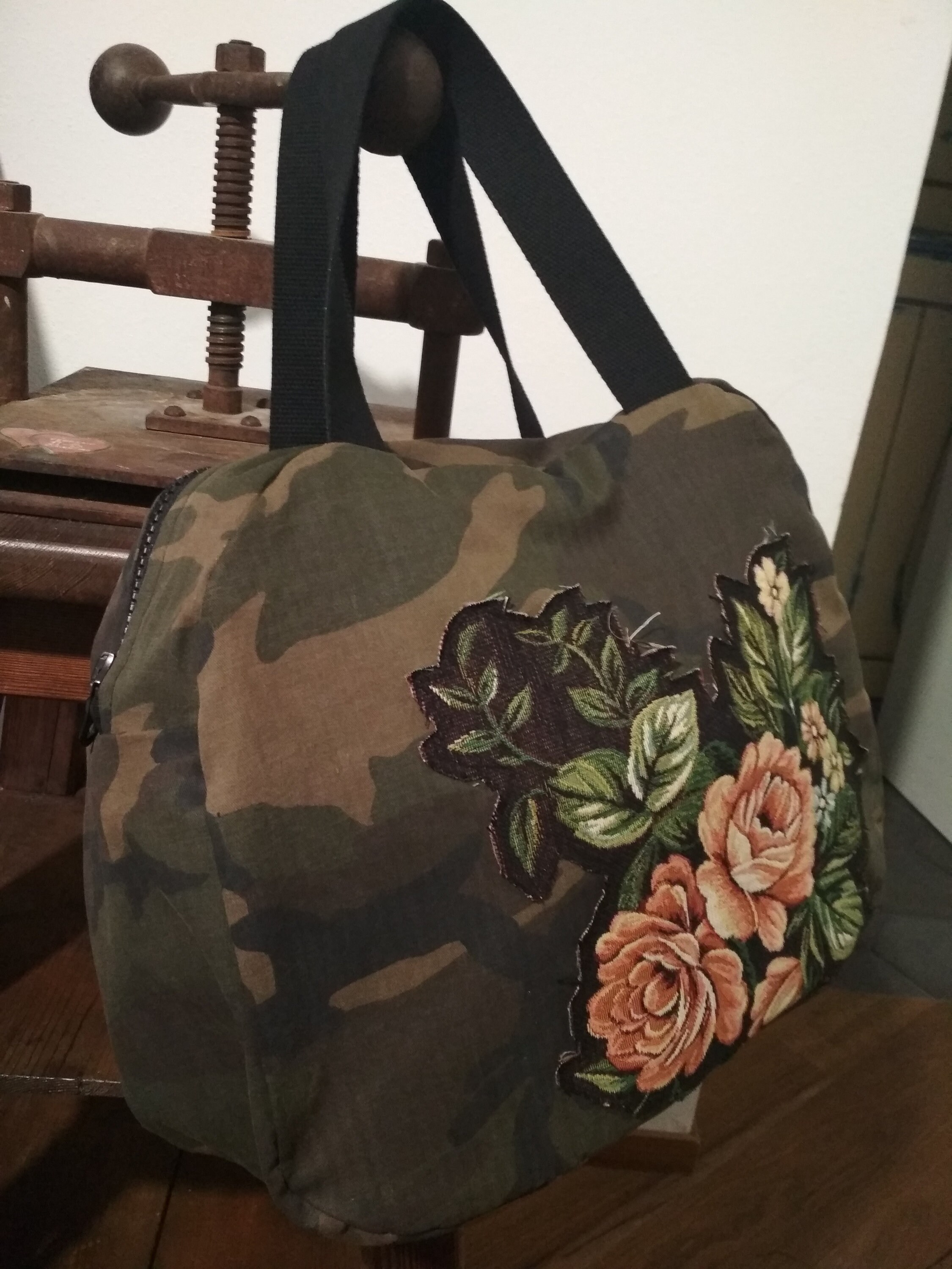 Handmade Top Case Bag in Camouflage Fabric With Gobelin Fabric - Etsy